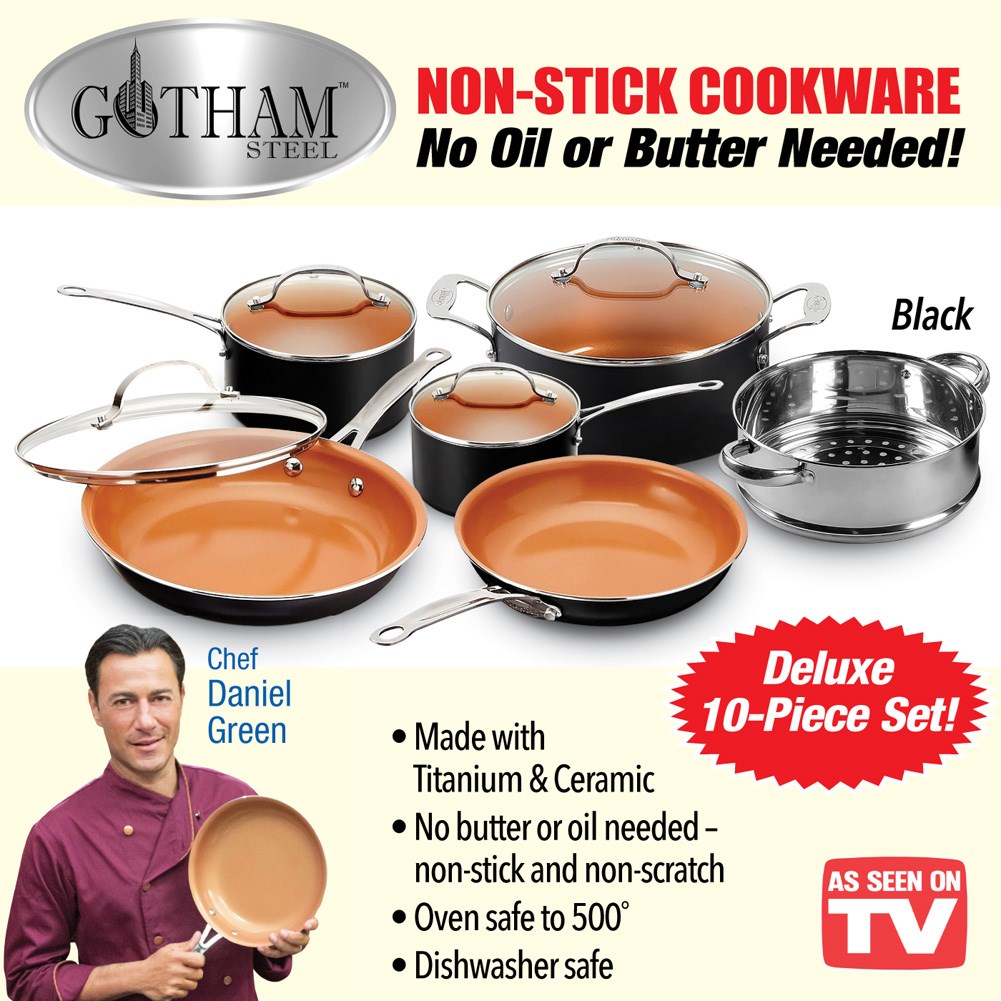 Gotham Steel Black Cookware Set - 10 pc | Collections Etc.