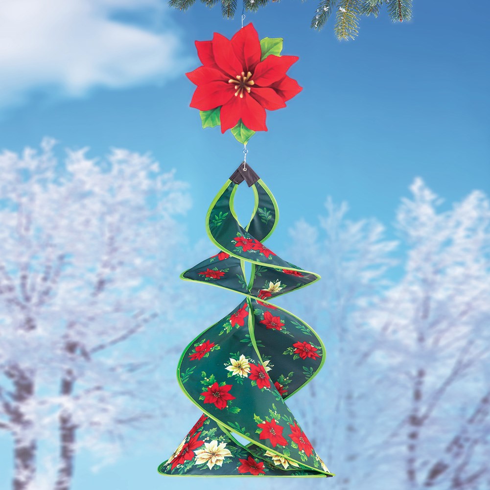 Poinsettia Christmas Spiral Windsock | Collections Etc.