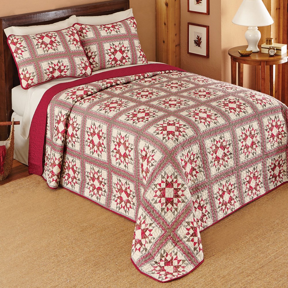 Allspice Patchwork Star Bedspread | Collections Etc.