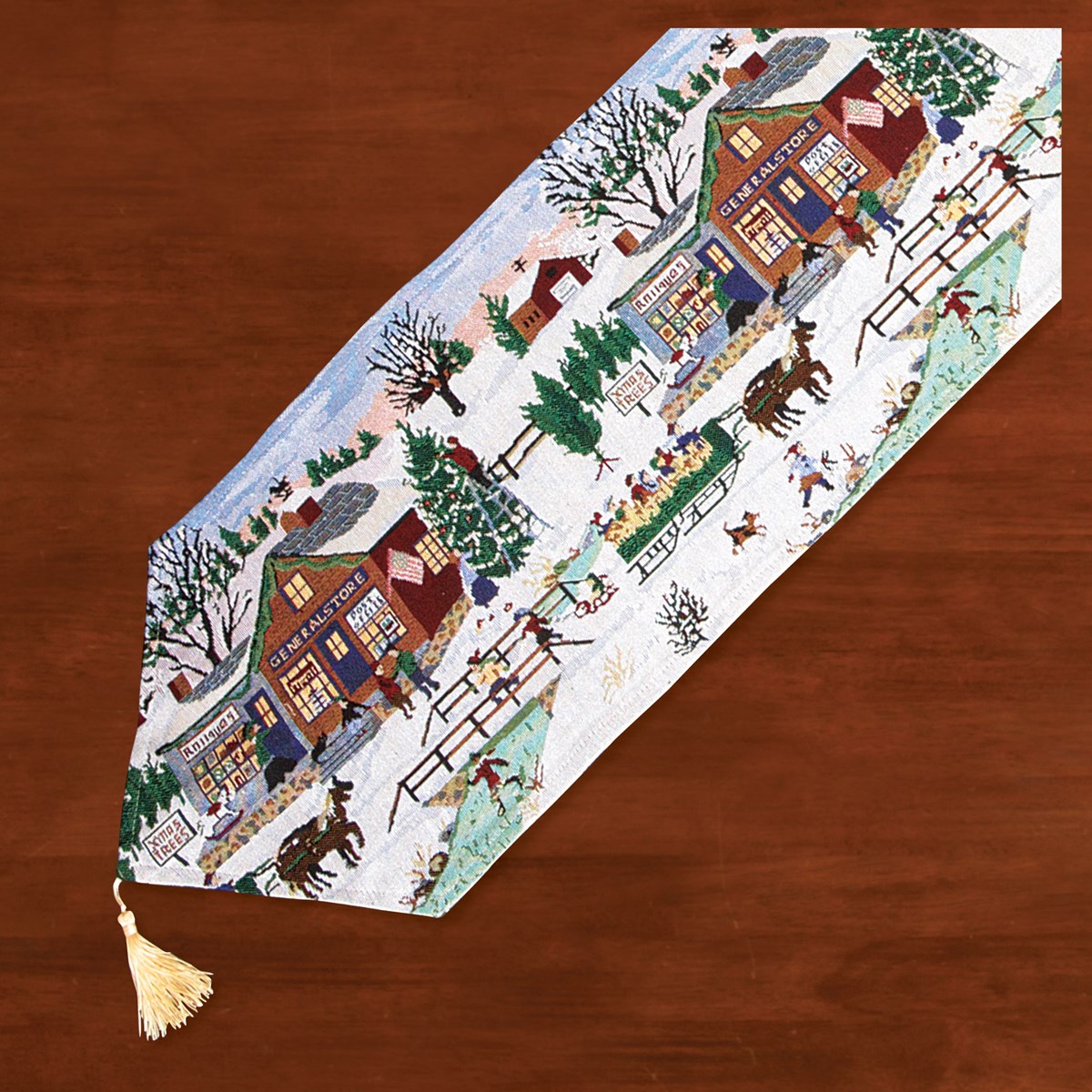 Winter Scene Tapestry Table Runner | Collections Etc.