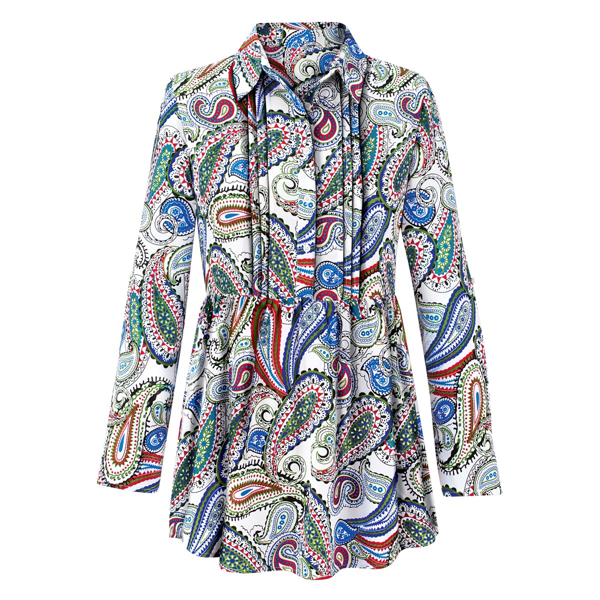 Paisley Printed Pintuck Tunic Top | Collections Etc.