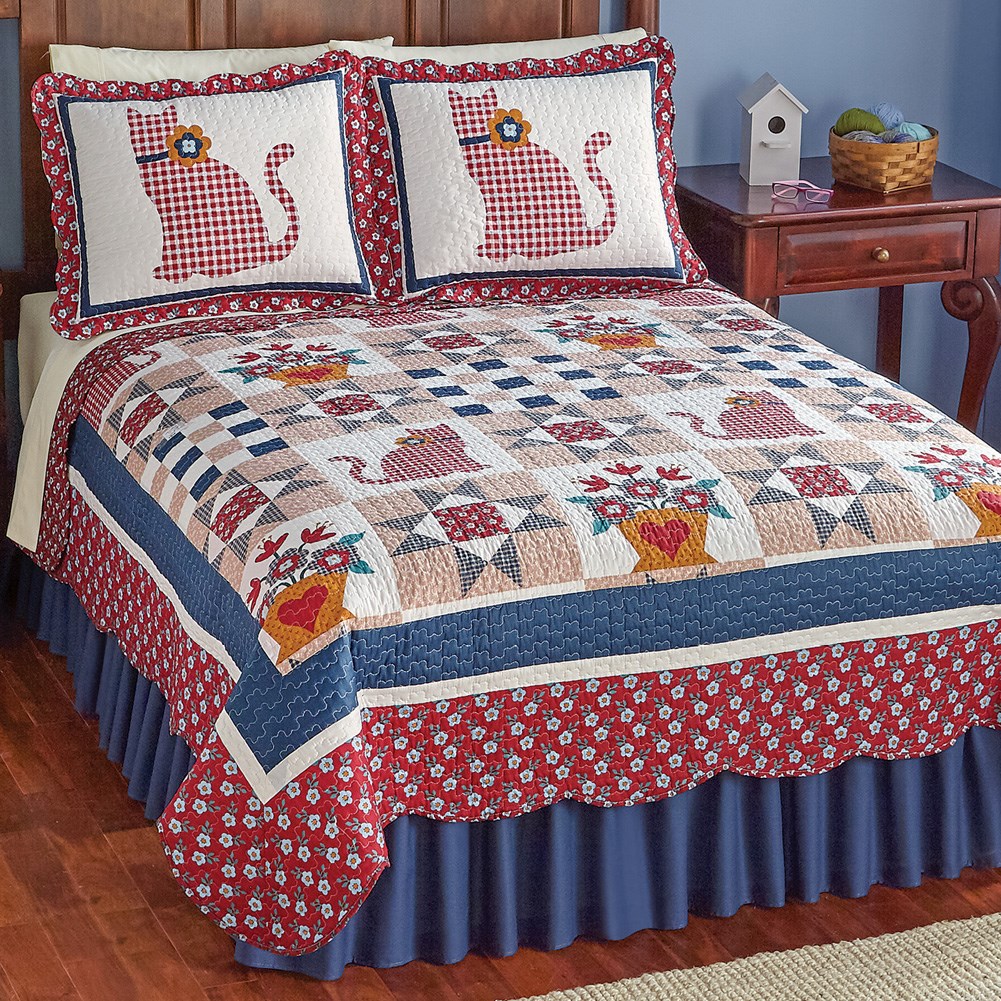 Country Cat Primitive Patchwork Quilt | Collections Etc.