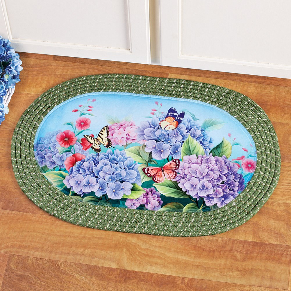 Hydrangea Garden Oval Braided Accent Rug | Collections Etc.