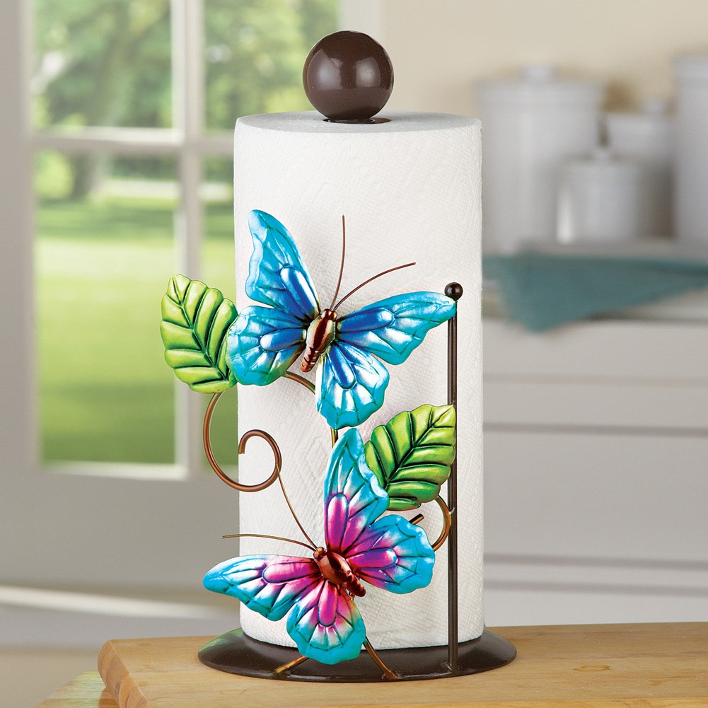 Blue Butterfly Paper Towel Holder Stand Collections Etc blue-butterfly-paper-towel-holder-stand-collections-etc