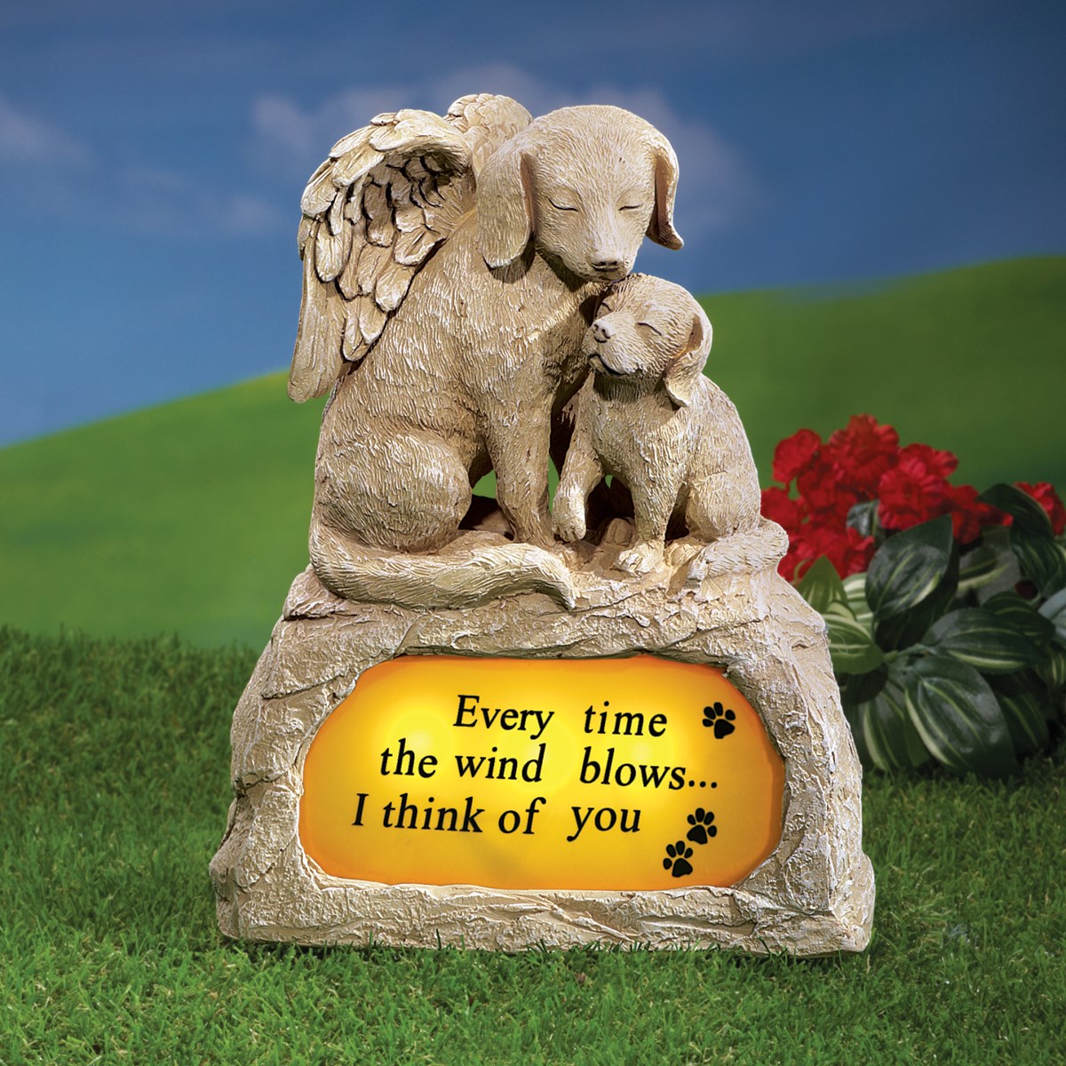 Angel Pet Memorial Stone with Solar Light | Collections Etc.