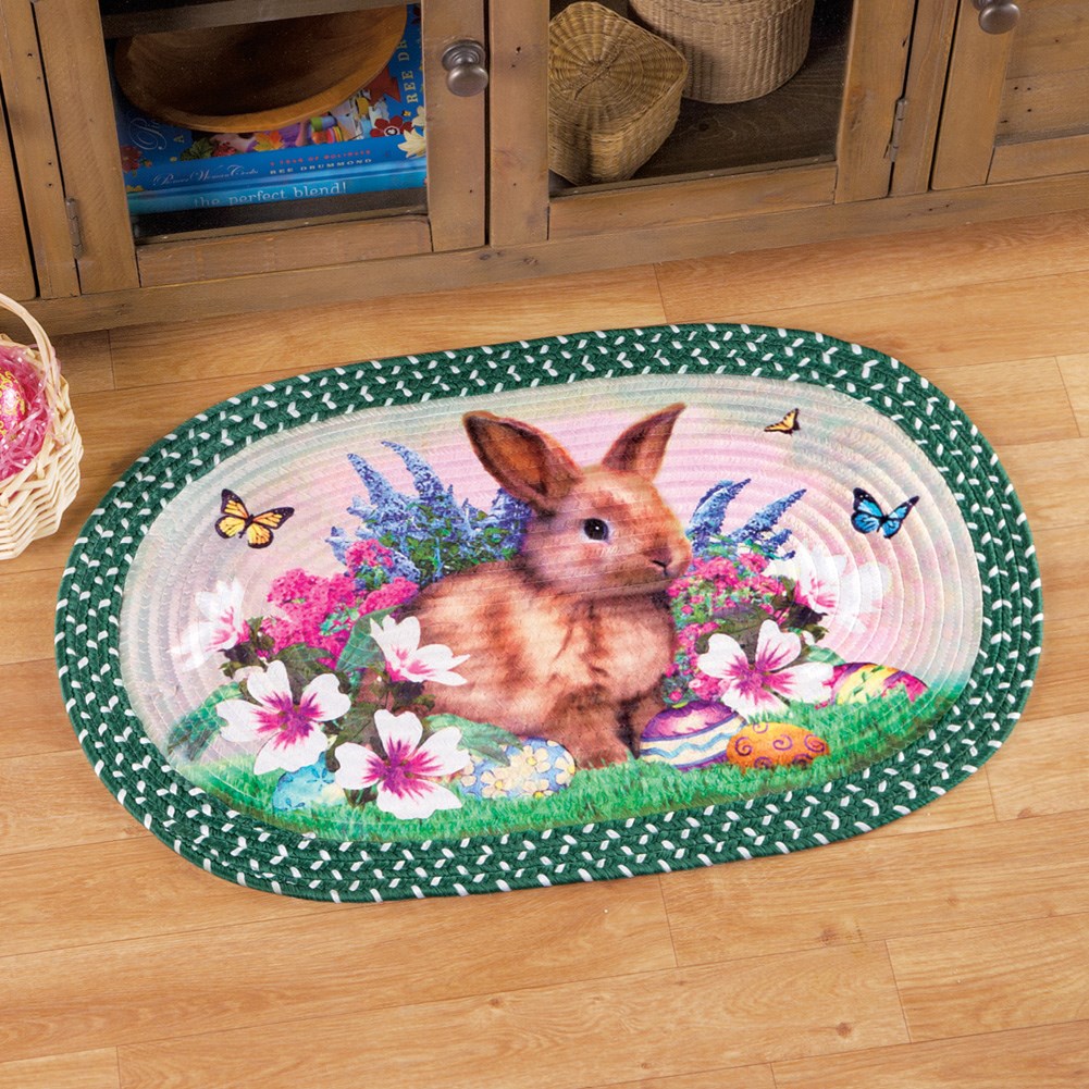 Easter Bunny in Garden Braided Accent Rug | Collections Etc.