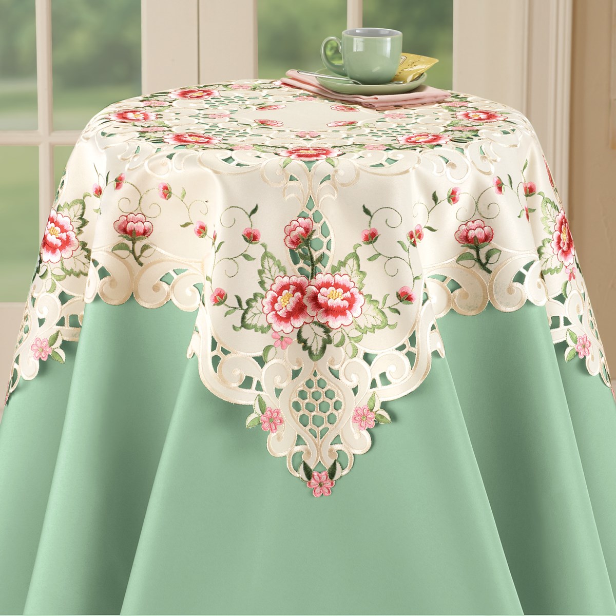Embroidered Wildflowers Cut Out Table Linens | Collections Etc.