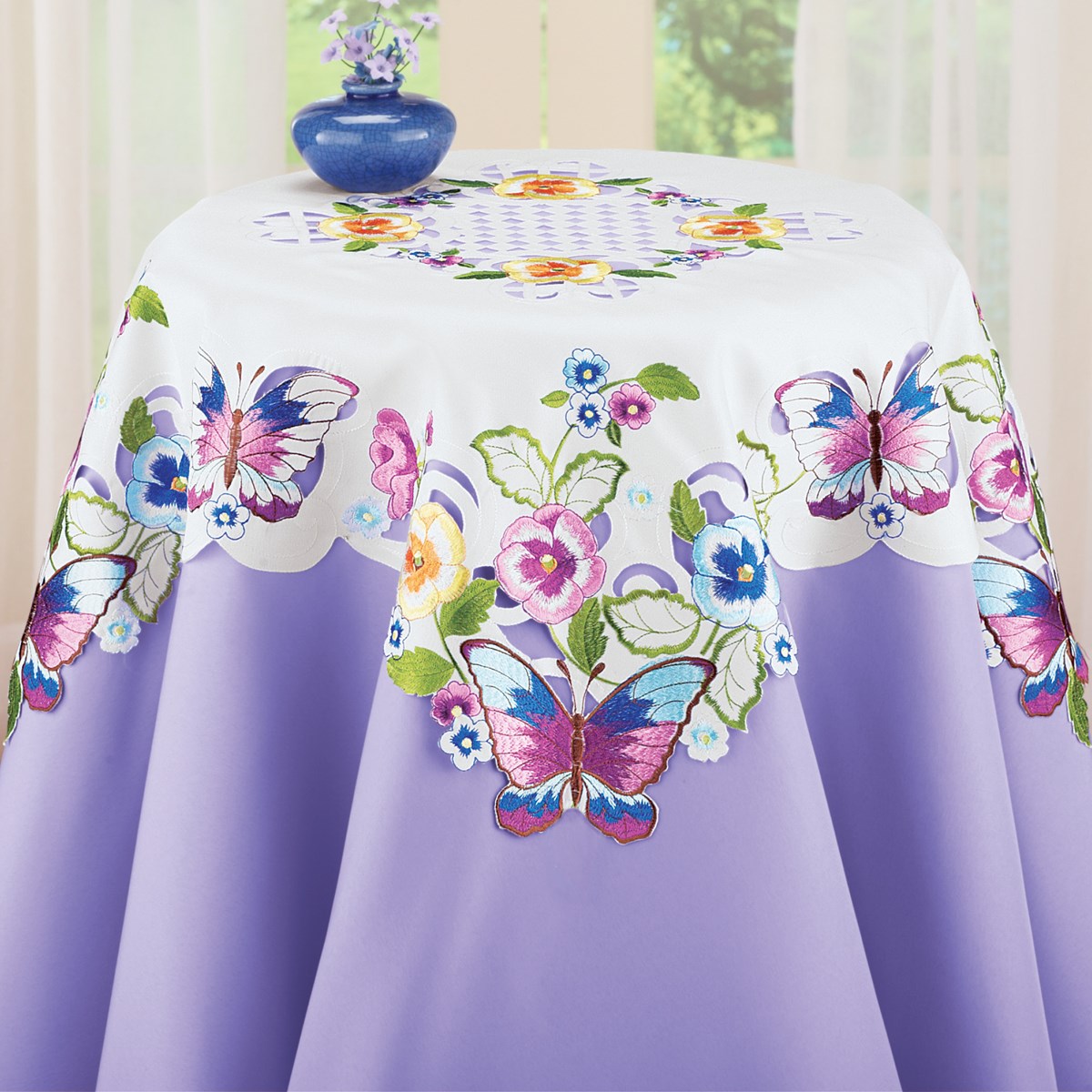 Blooming Floral and Butterfly Table Linens | Collections Etc.