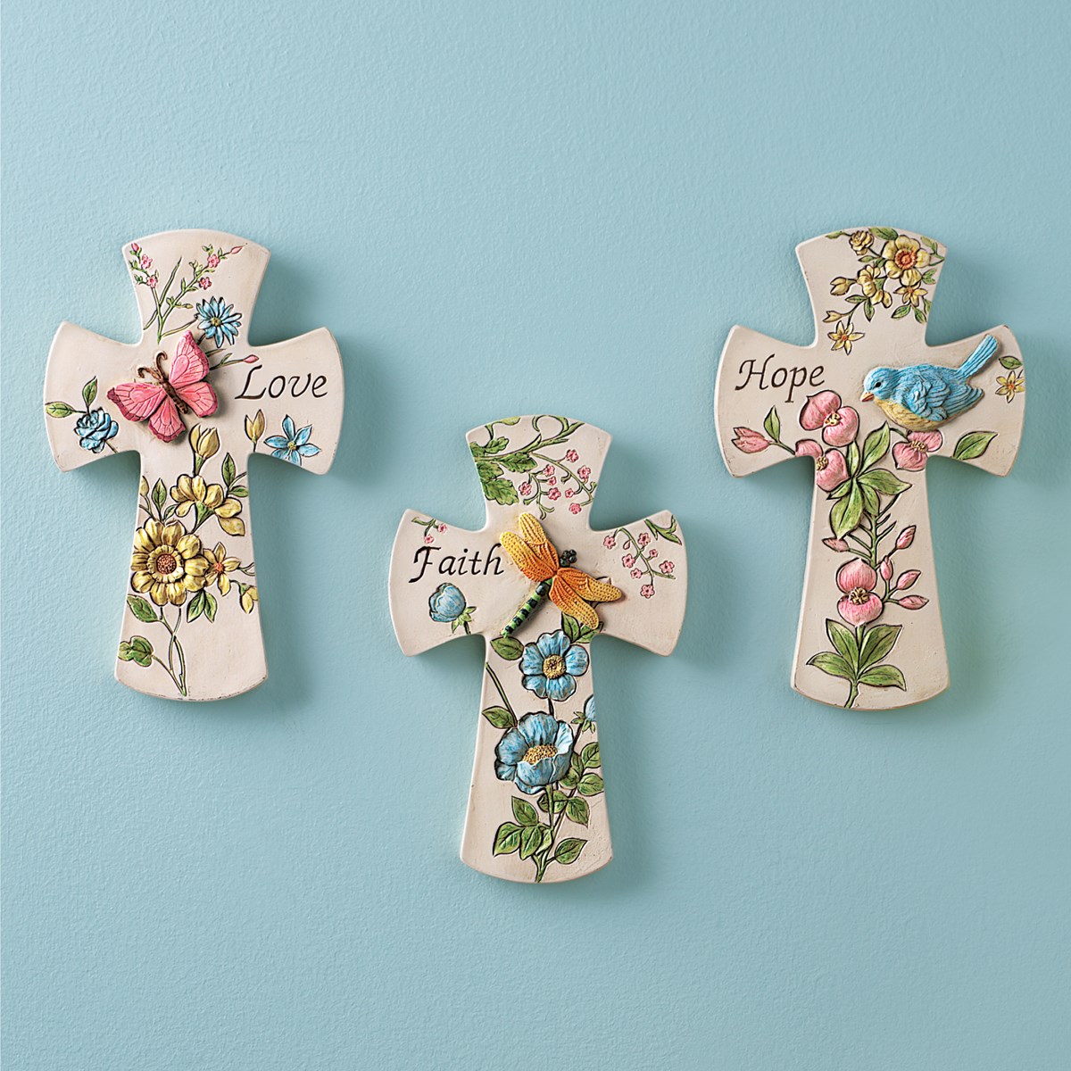 Spring Inspirational Cross Wall Art - Set of 3 | Collections Etc.