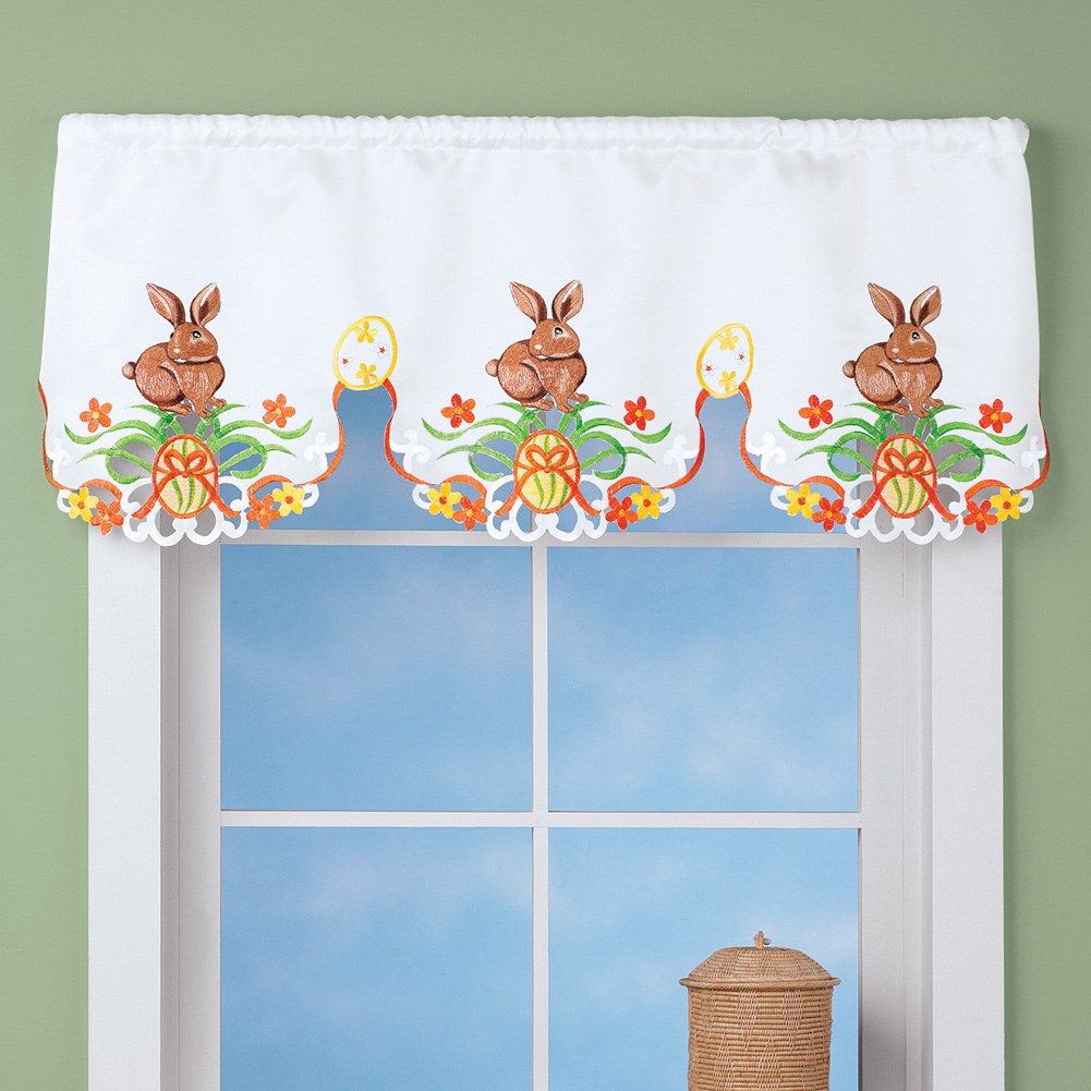 Easter Bunny and Eggs Window Valance | Collections Etc.