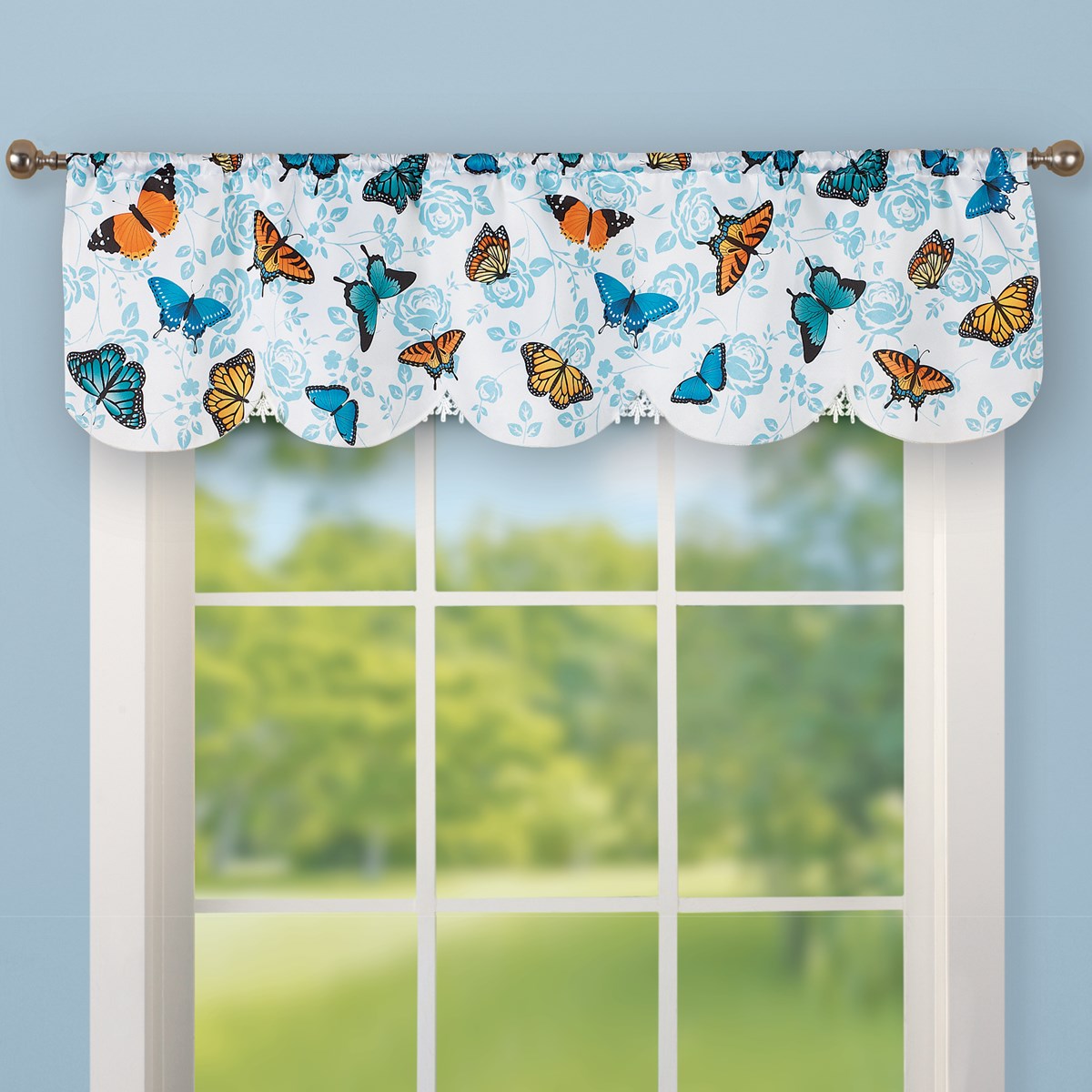 Butterfly Scalloped Double Layer Window Valance | Collections Etc.