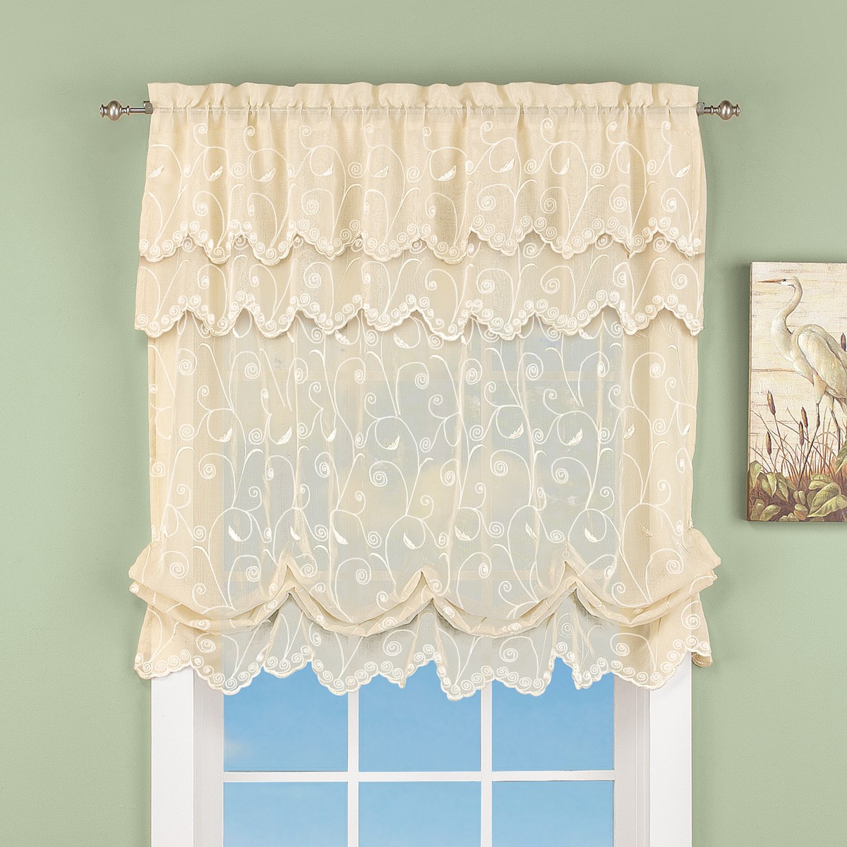 Sheer Scroll Balloon Curtain Shade | Collections Etc.