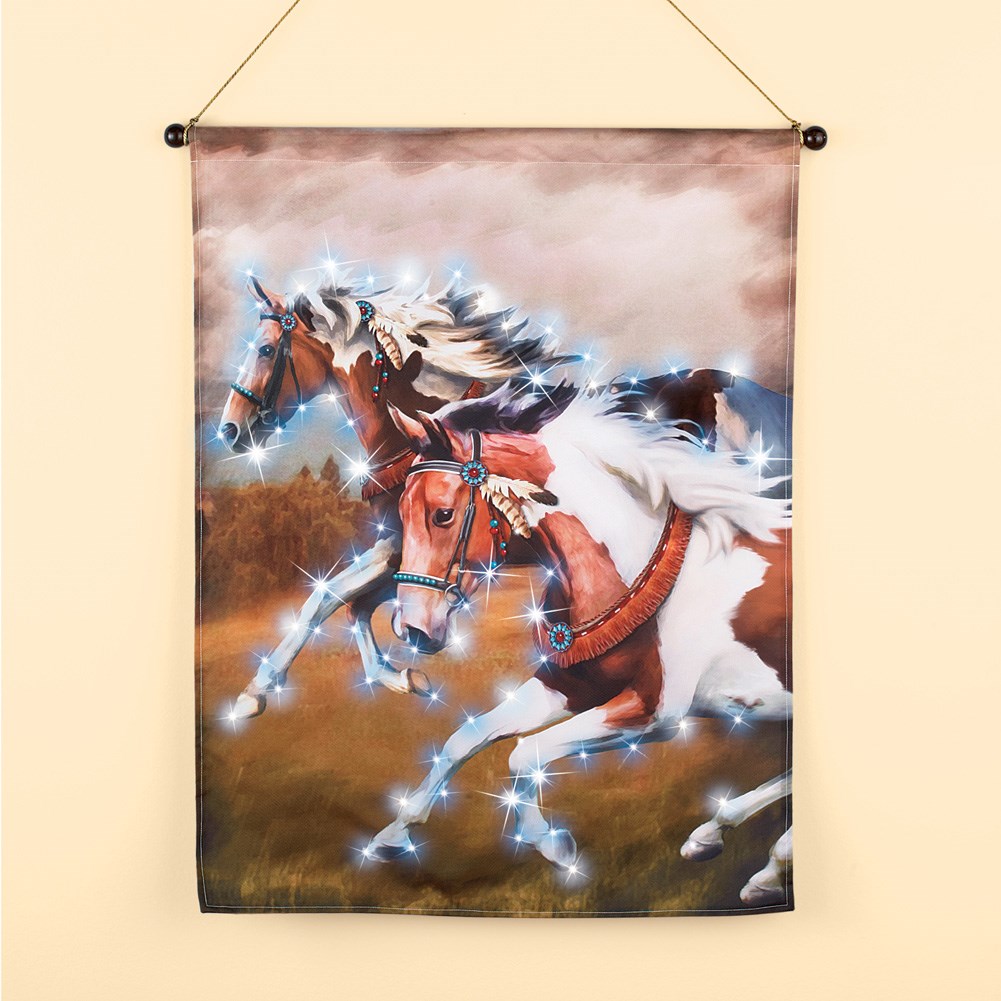 American Indian Horse Lighted Wall Tapestry | Collections Etc.