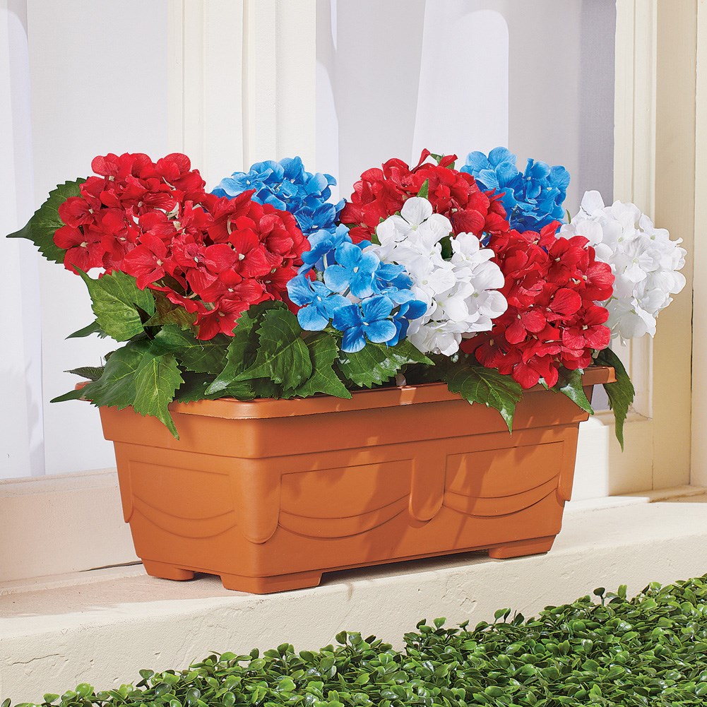 Patriotic Artificial Hydrangea Planter Box | Collections Etc.