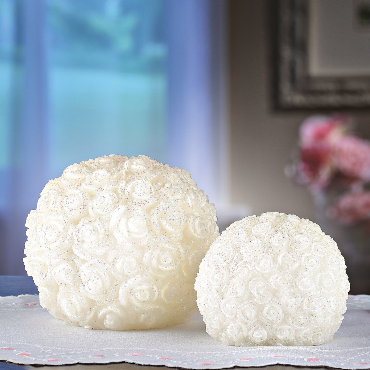 LED Lighted Rose Ball Candle Spheres | Collections Etc.
