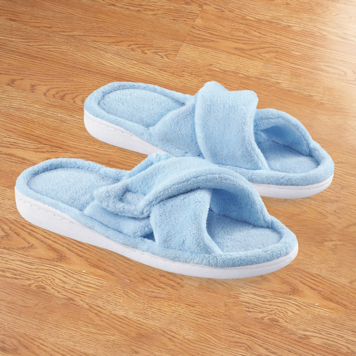 Cozy Criss Cross Cushioned Spa Bath Slippers | Collections Etc.