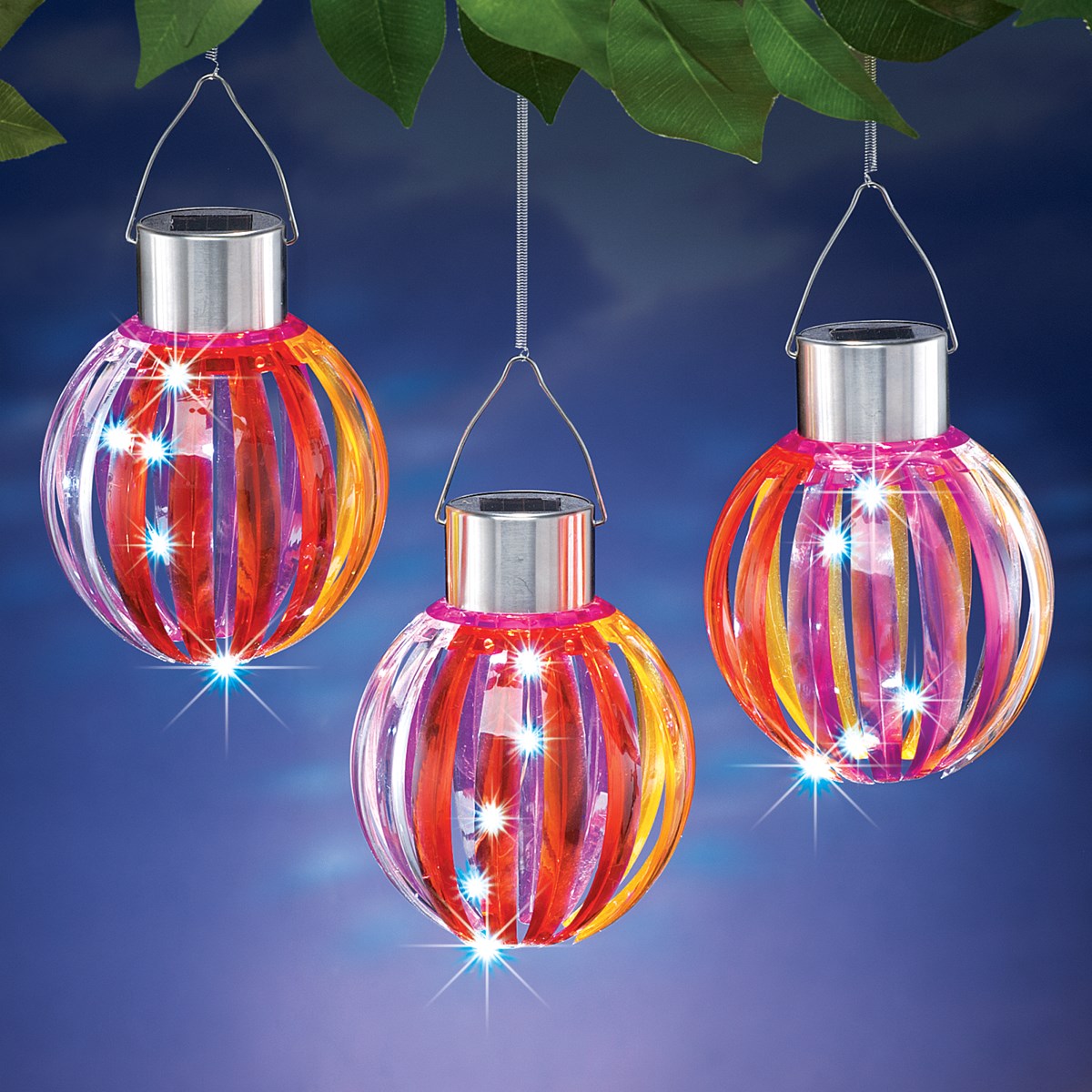 Solar Hanging Spring Lanterns, Set of 3 | Collections Etc.