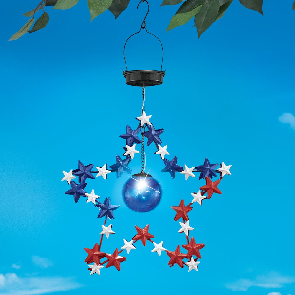 Patriotic Solar Star Hanging Outdoor Decoration | Collections Etc.