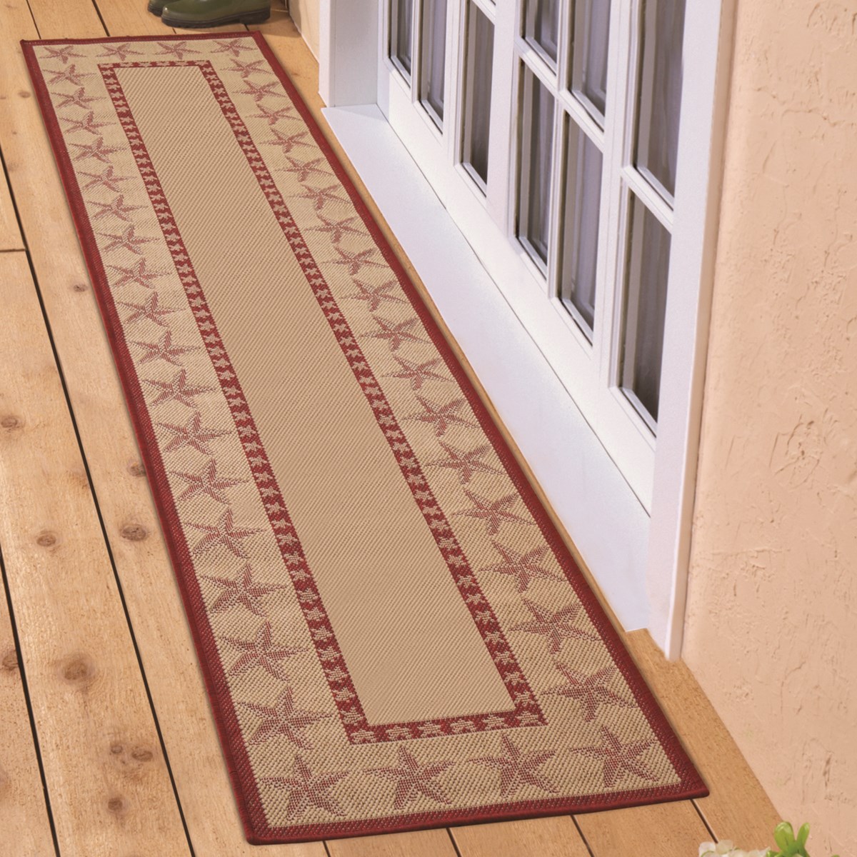 Rustic Star Indoor & Outdoor Floor Runner Rug | Collections Etc.