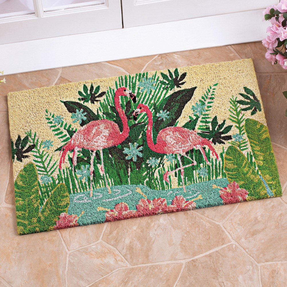 Pink Flamingo Summer Front Door Mat | Collections Etc.