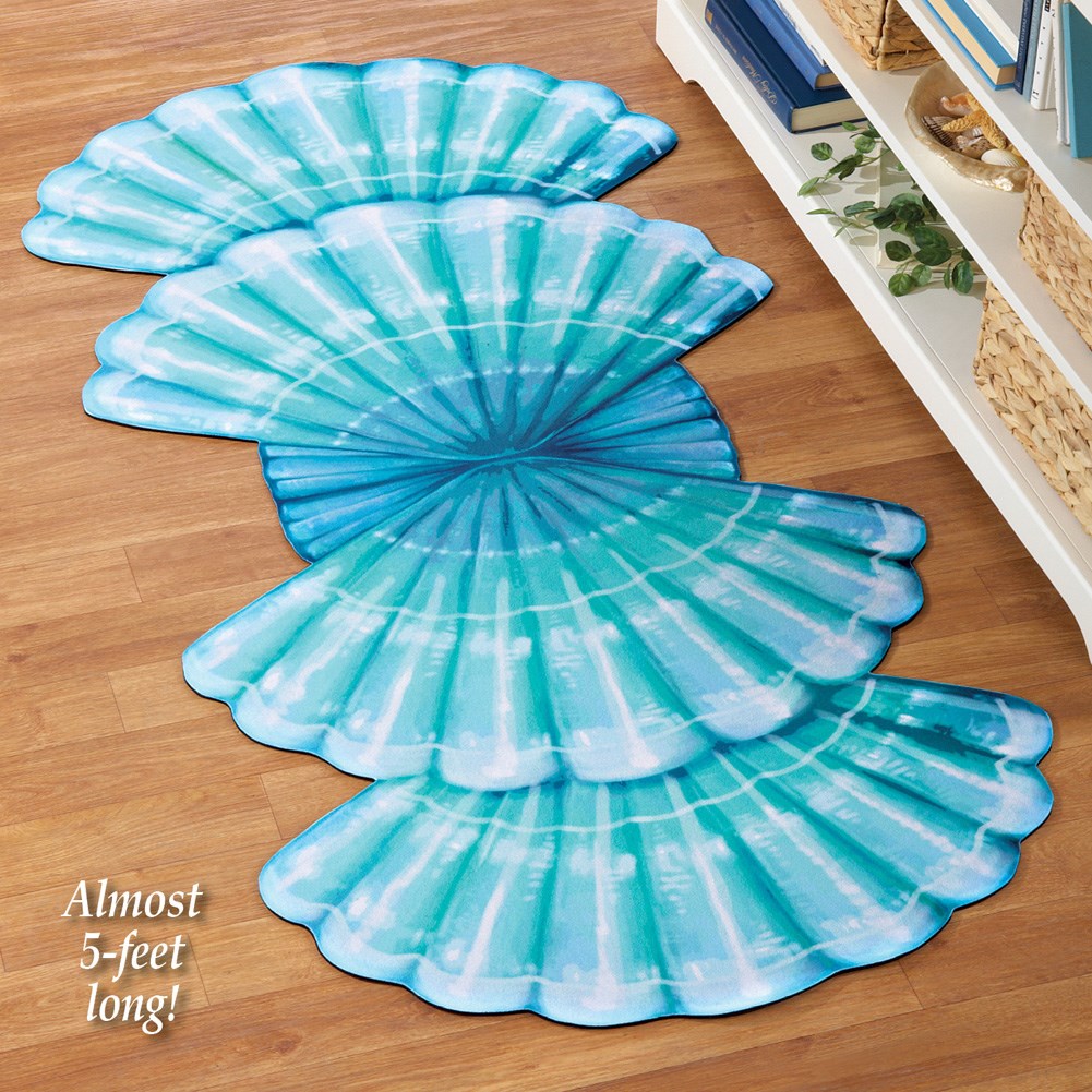 Blue Seashell Coastal Runner Rug | Collections Etc.