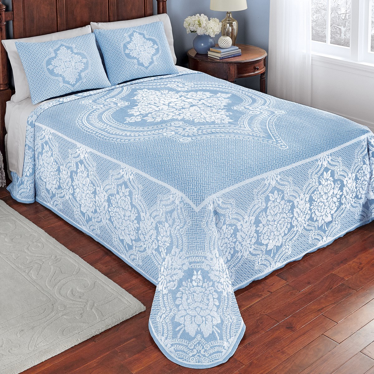 Jules Elegant Jacquard Floral Bedspread | Collections Etc.