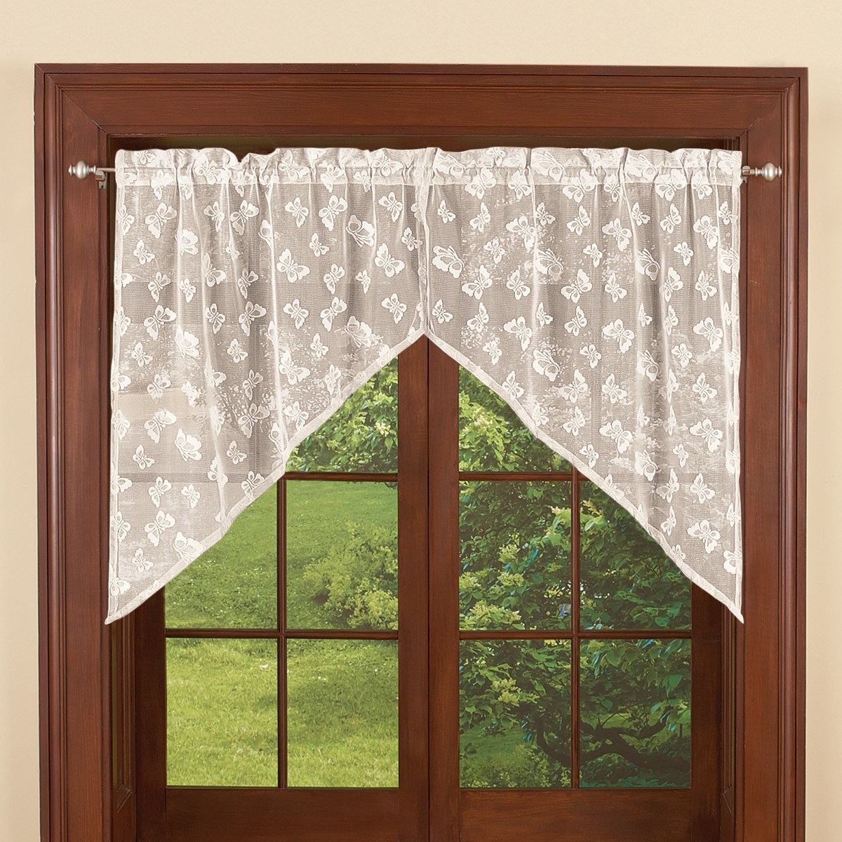 Butterfly Lace Window Swag Set | Collections Etc.