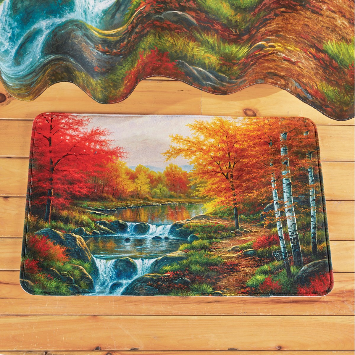 Autumn Glory Scenic Trees and River Bath Mat | Collections Etc.