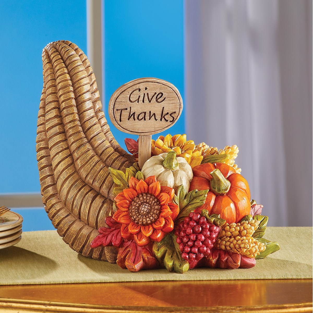Festive Cornucopia Statue Indoor Fall Décor | Collections Etc.