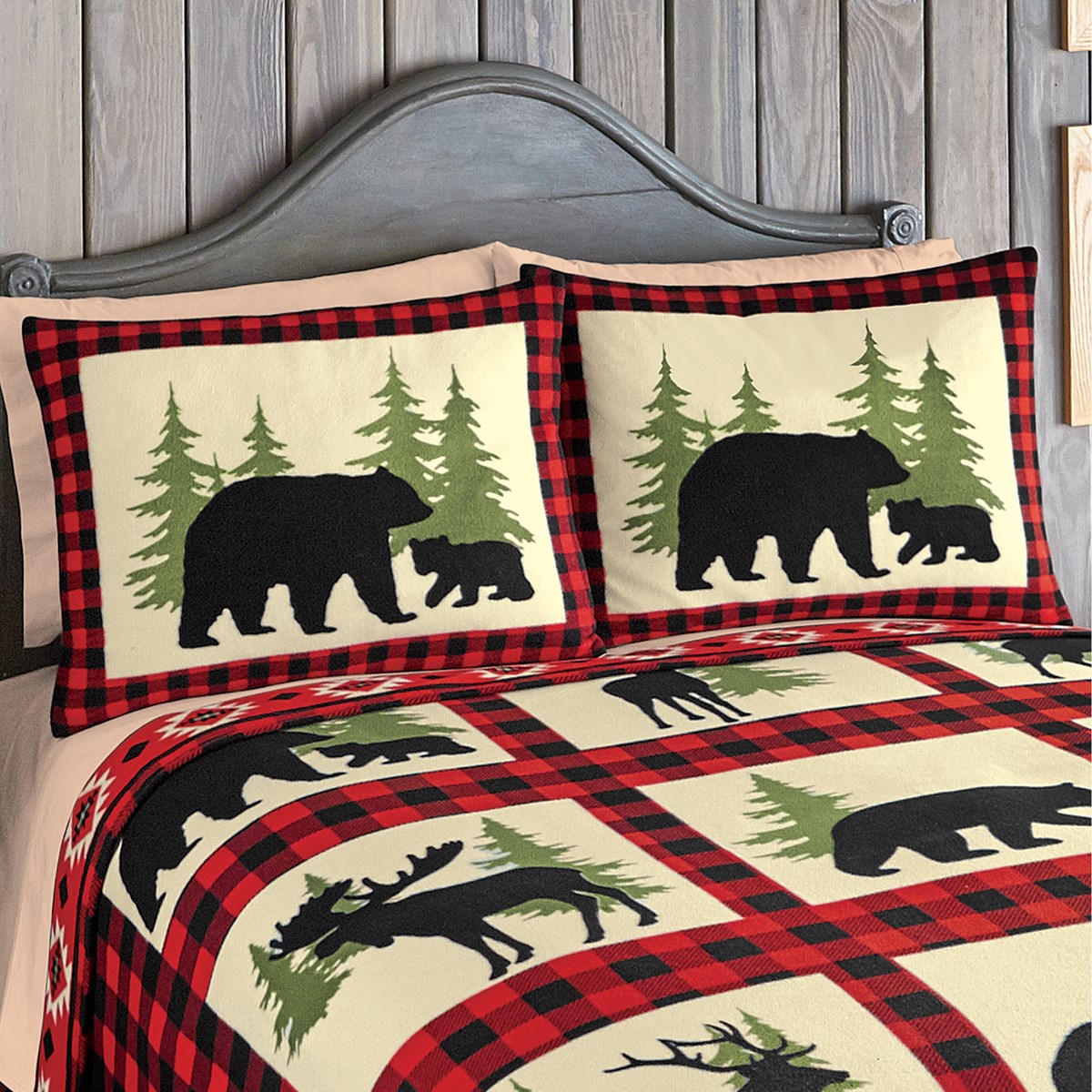 Northwoods Rustic Cabin Fleece Pillow Sham Set 2 Pc Collections Etc