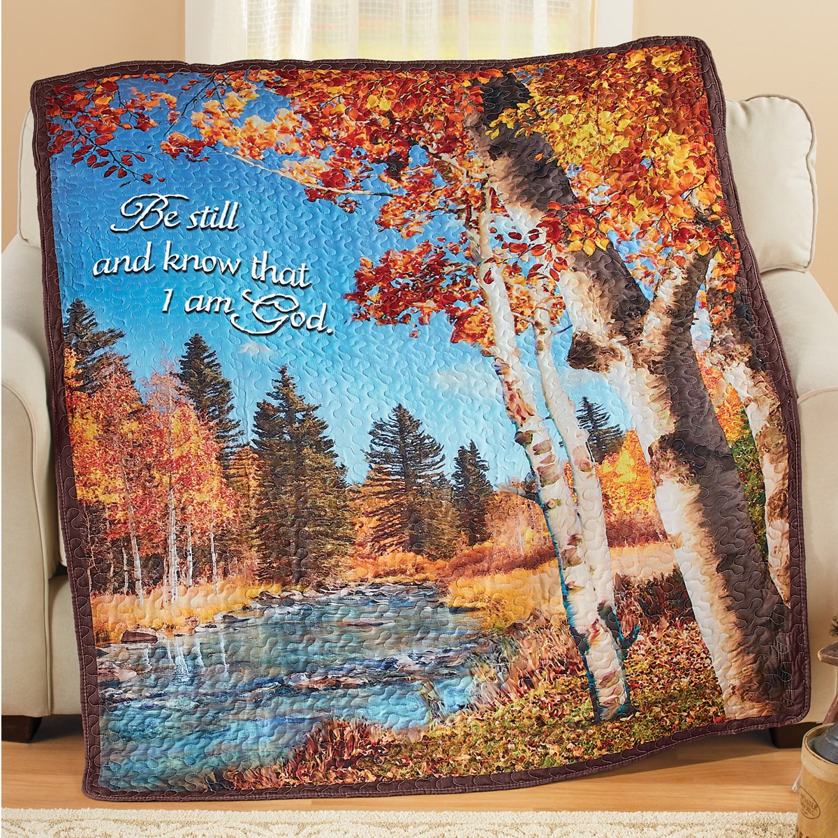 Fall Birch Trees Quilted Throw Blanket | Collections Etc.