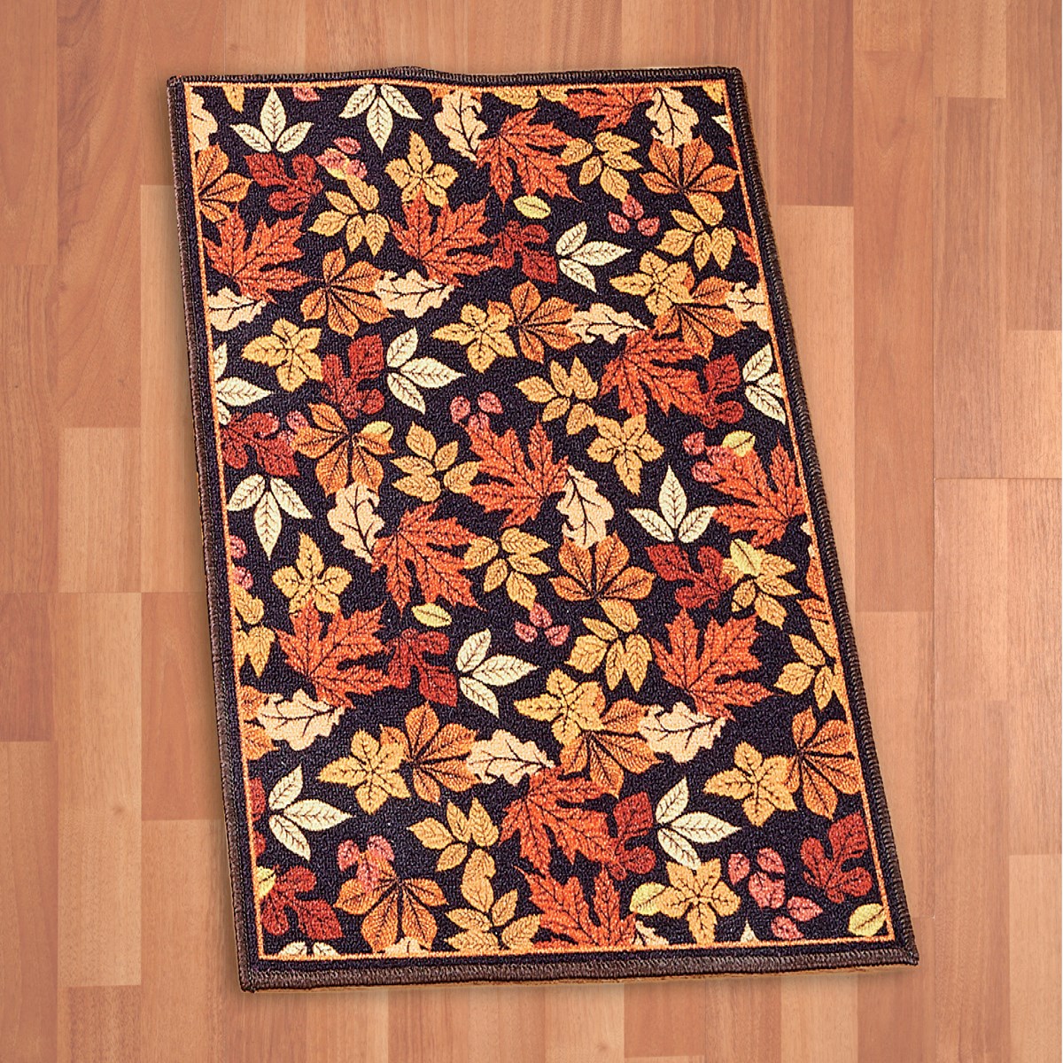 Fall Leaves Printed Throw Rug | Collections Etc.