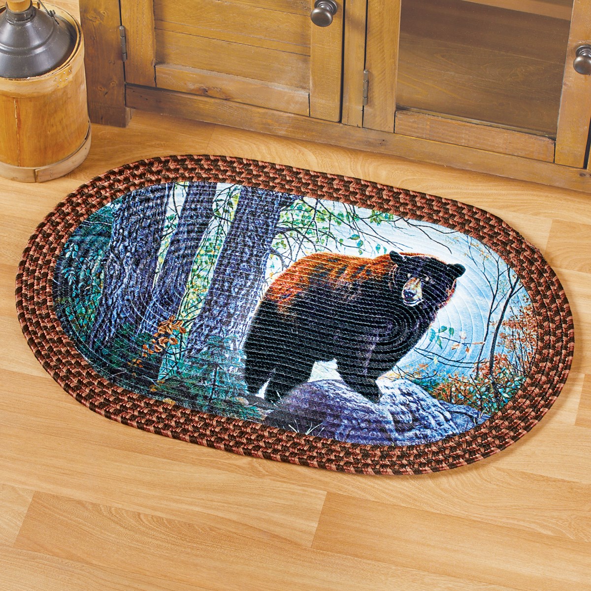 Woodland Bear Braided Accent Rug Cabin Décor | Collections Etc.