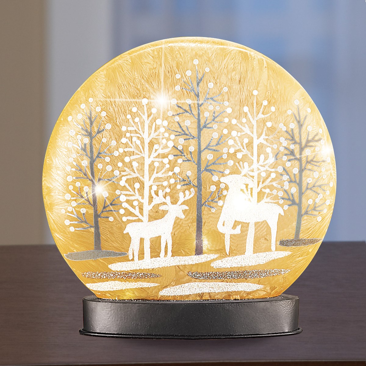Light Up Glass Ball Deer in Snow Table Decor | Collections Etc.