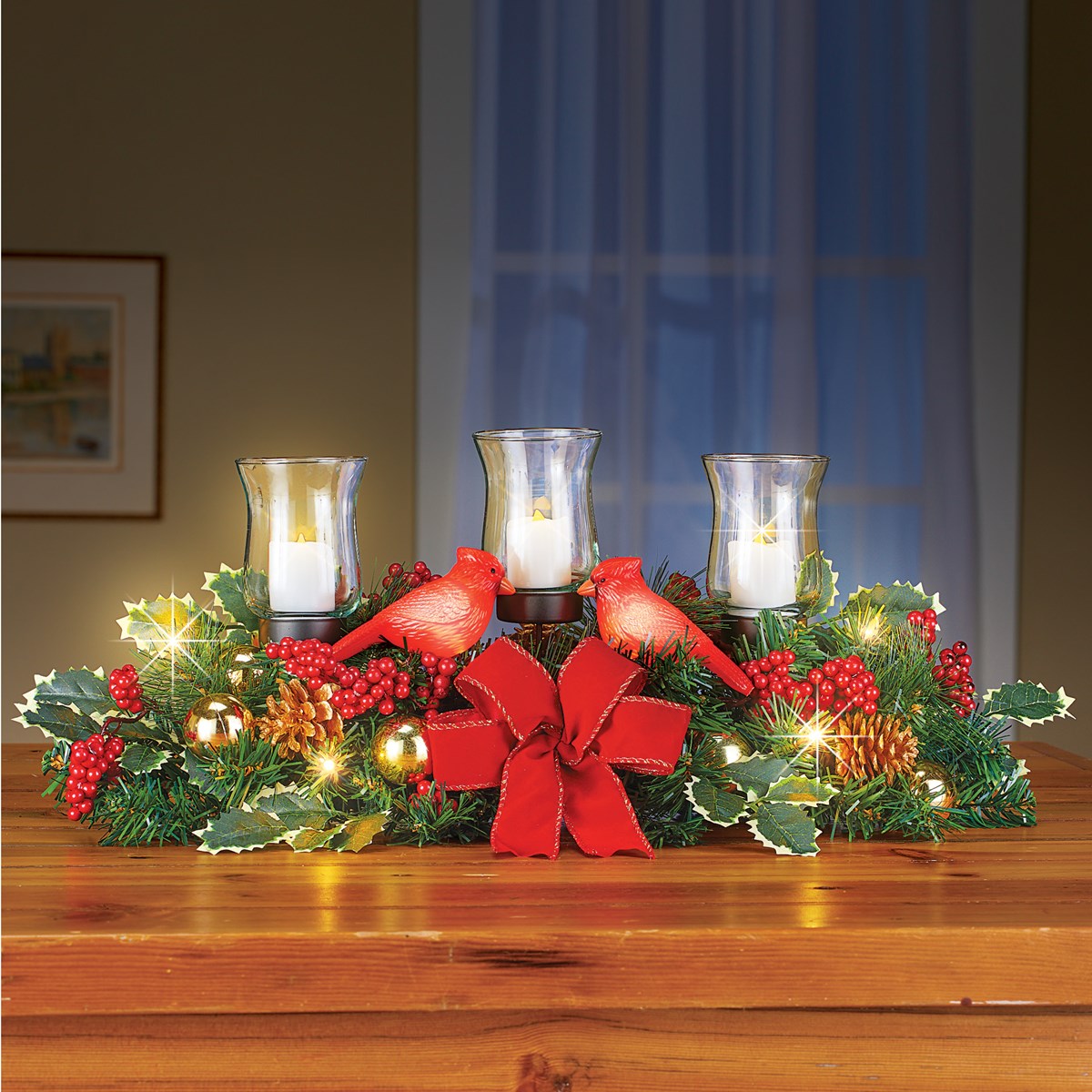 Light Up Winter Cardinals Centerpiece Table Decor | Collections Etc.