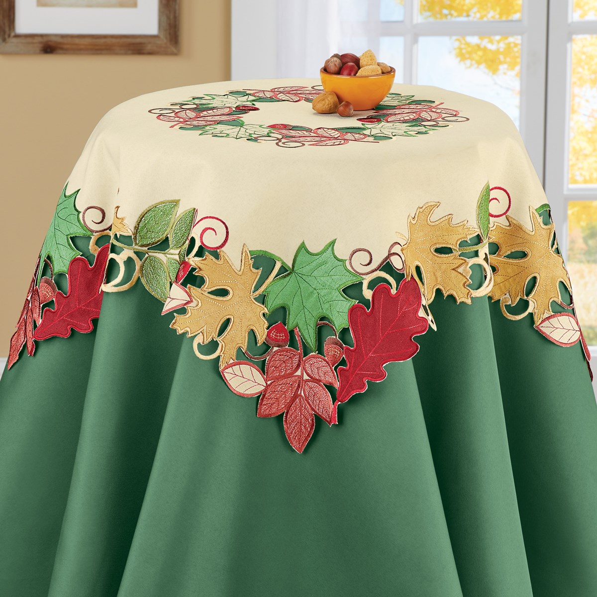 Faux Suede Fall Leaves Table Topper | Collections Etc.