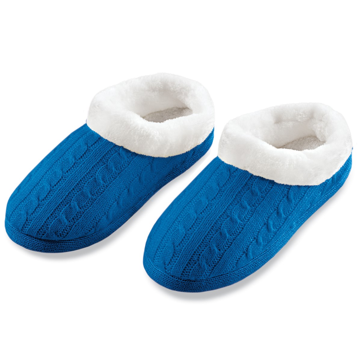 Faux Fur Lining Cable Knit Women's Slippers | Collections Etc.