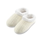 Lurex Cable Knit Slippers with Rubber Soles | Collections Etc.