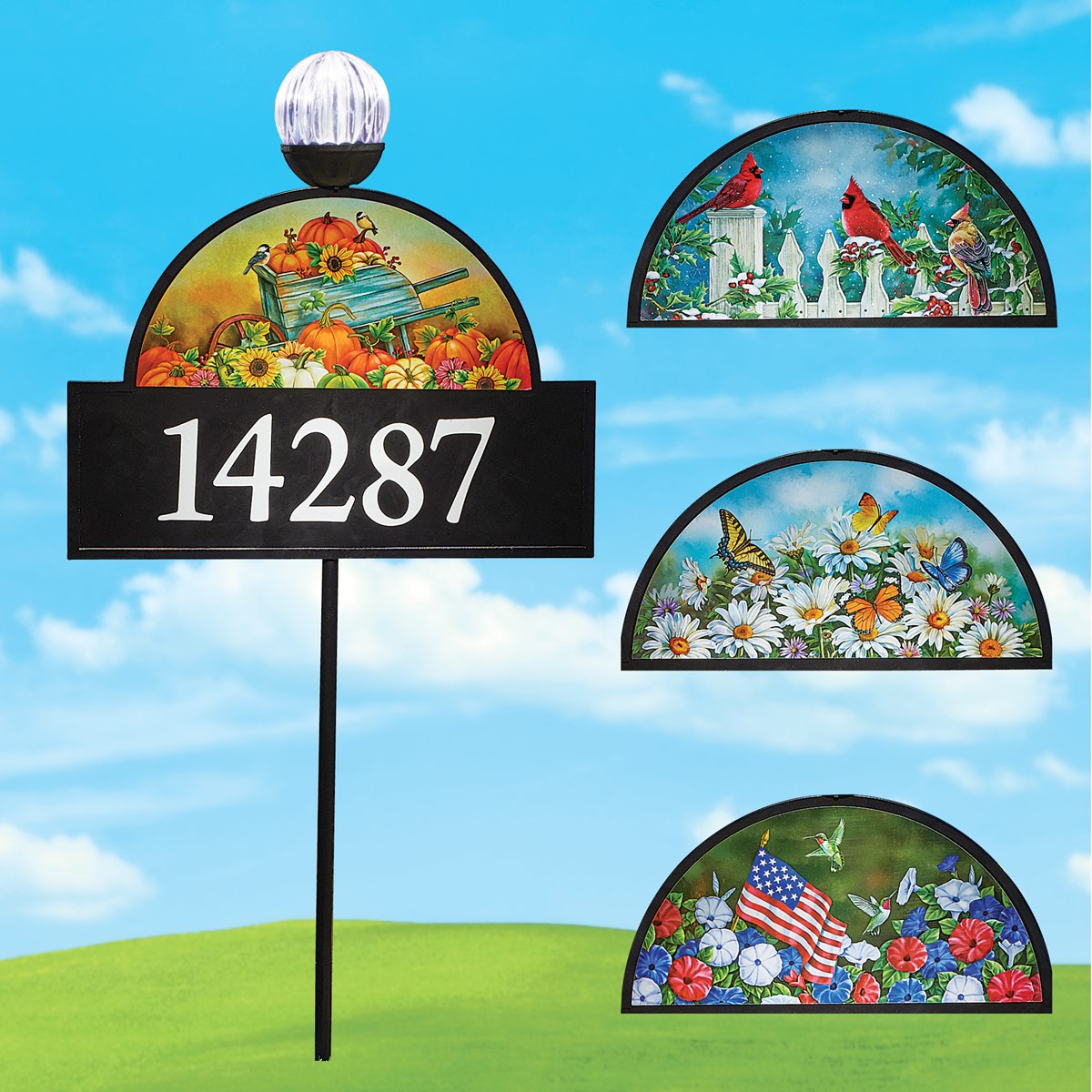 4 Seasons Decorative Address Sign with Solar Light | Collections Etc.