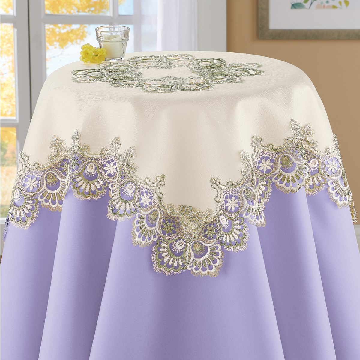 Exquisite Lace Embroidered Table Topper | Collections Etc.