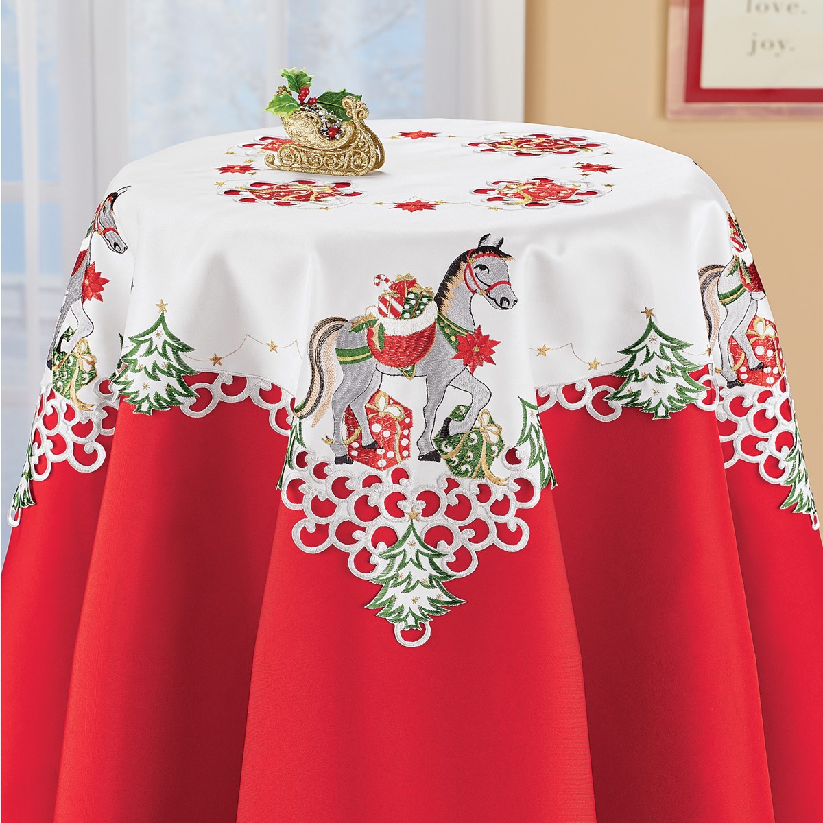Holiday Horse Table Topper Linens | Collections Etc.