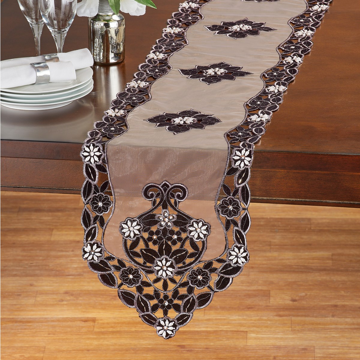 Beaded Velvet Table Topper | Collections Etc.