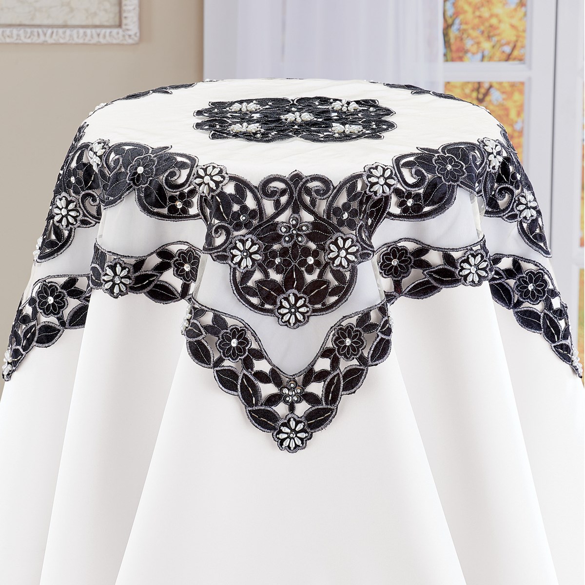 Beaded Velvet Table Topper | Collections Etc.