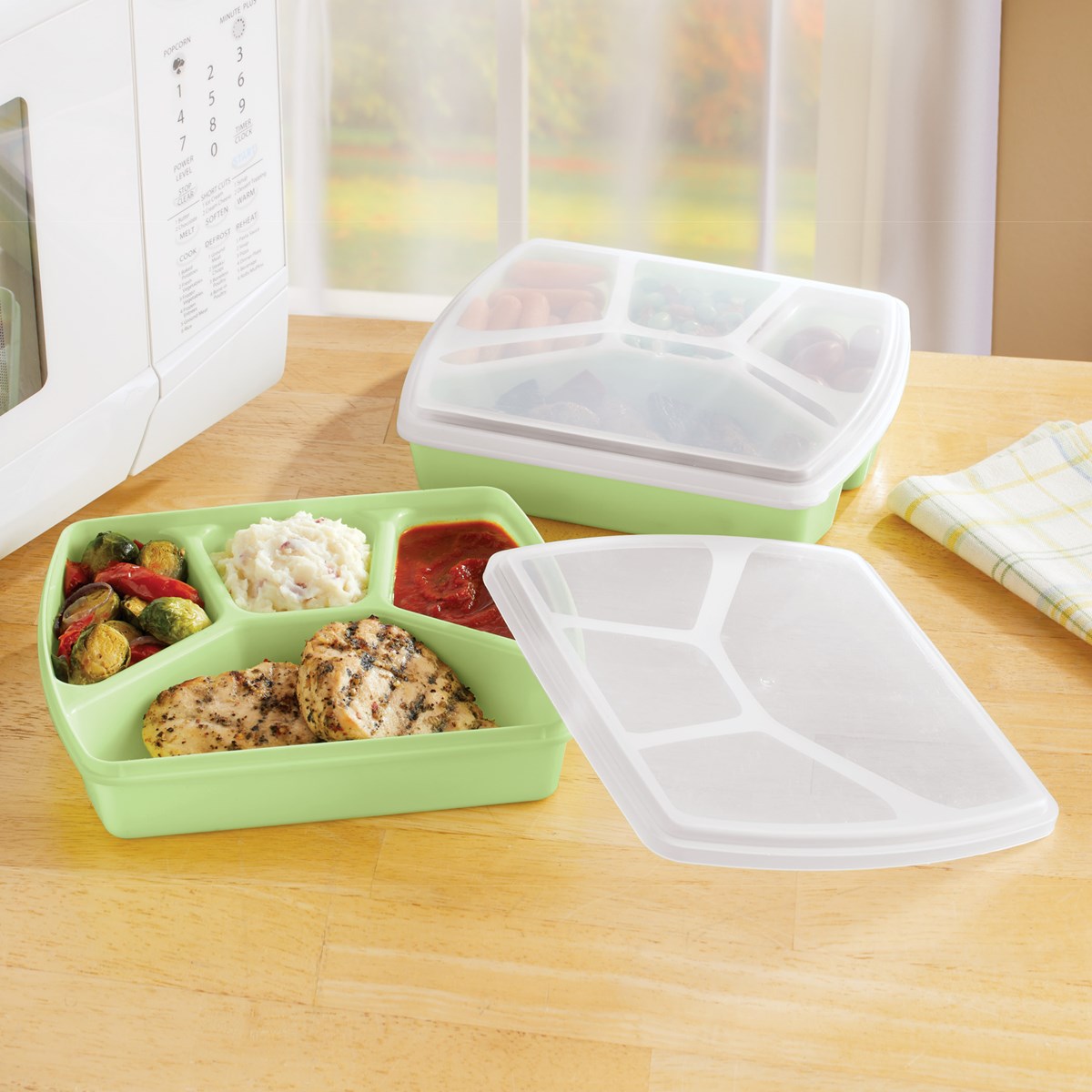 Microwavable Food Containers Set with Lids, 2 pc | Collections Etc.