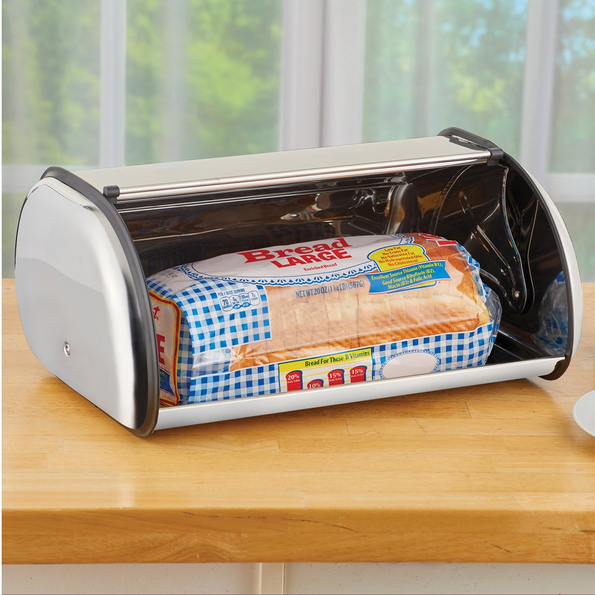 Slimline Stainless Steel Bread Box | Collections Etc.