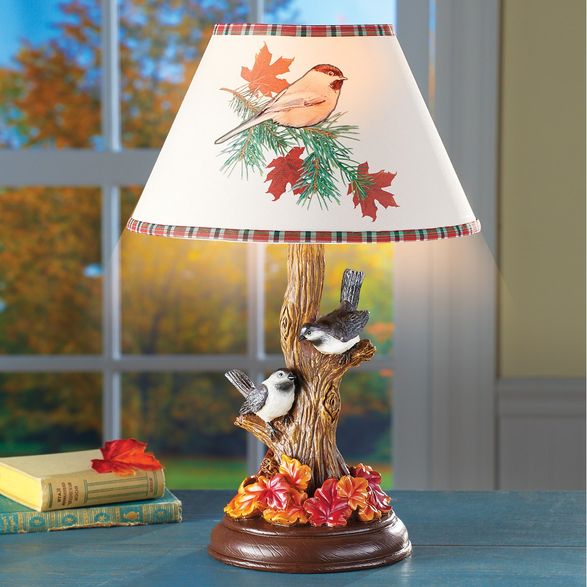 Chickadee Birds In Tree Table Lamp Collections Etc