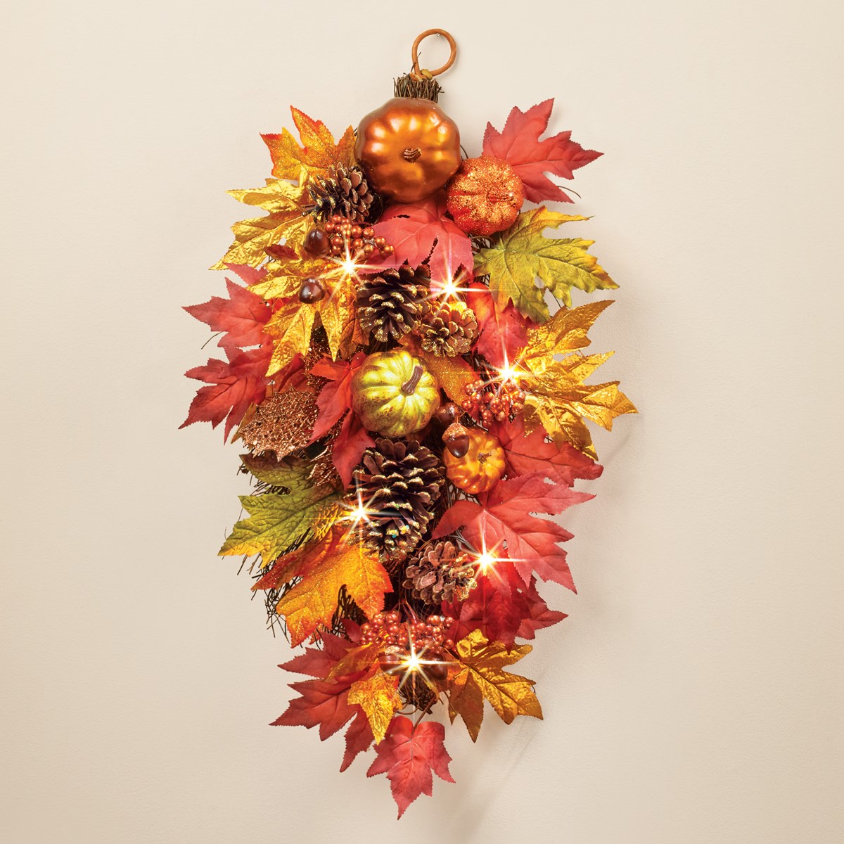 Light Up Fall Swag with Pumpkins, Berries, Gourds | Collections Etc.