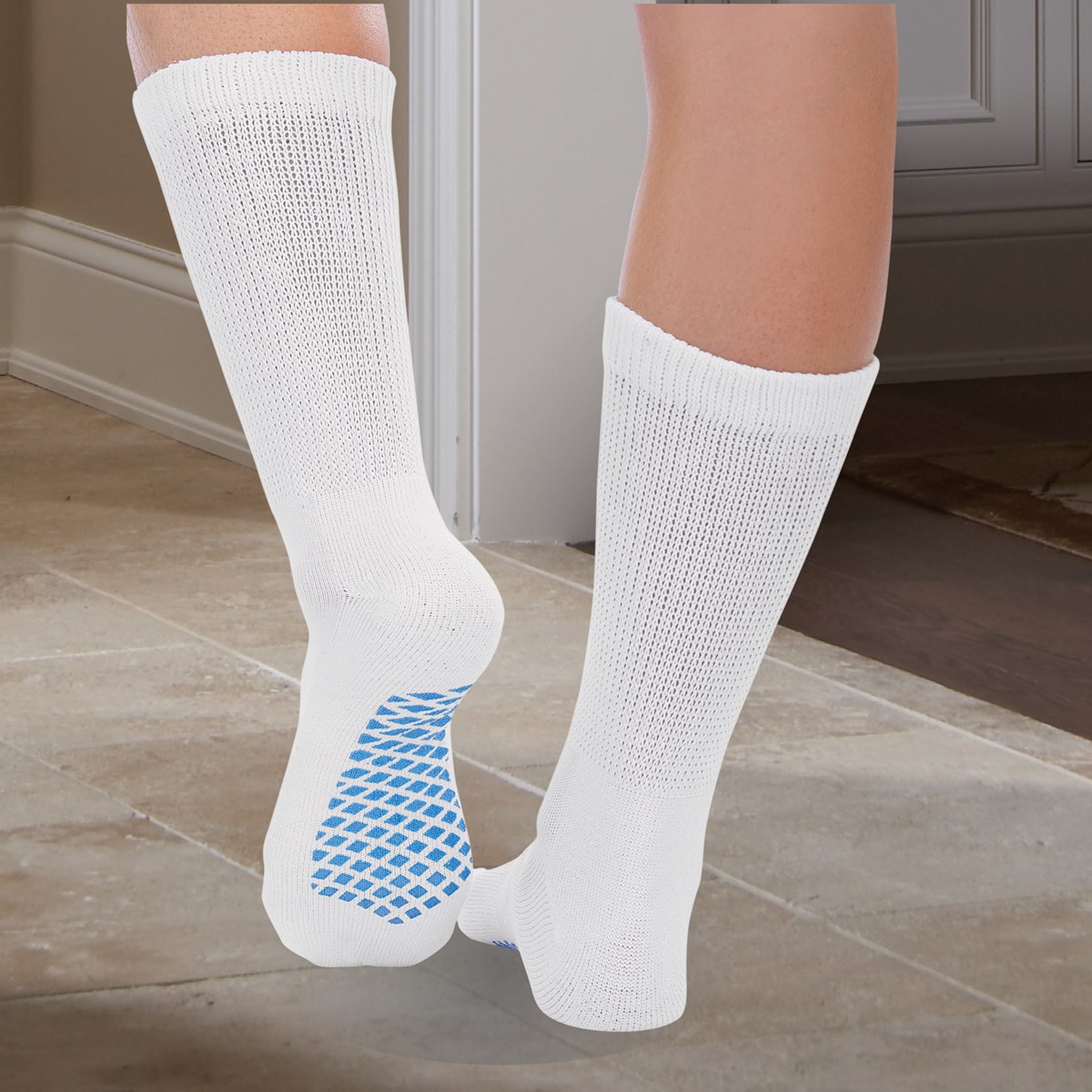 Diabetic Socks w/Grippers, 2 Pair, Unisex | Collections Etc.