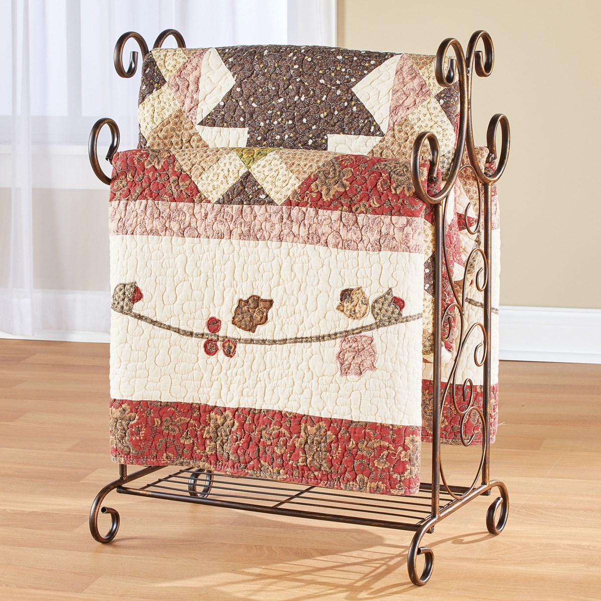 Primitive Scrolled Quilt Rack | Collections Etc.