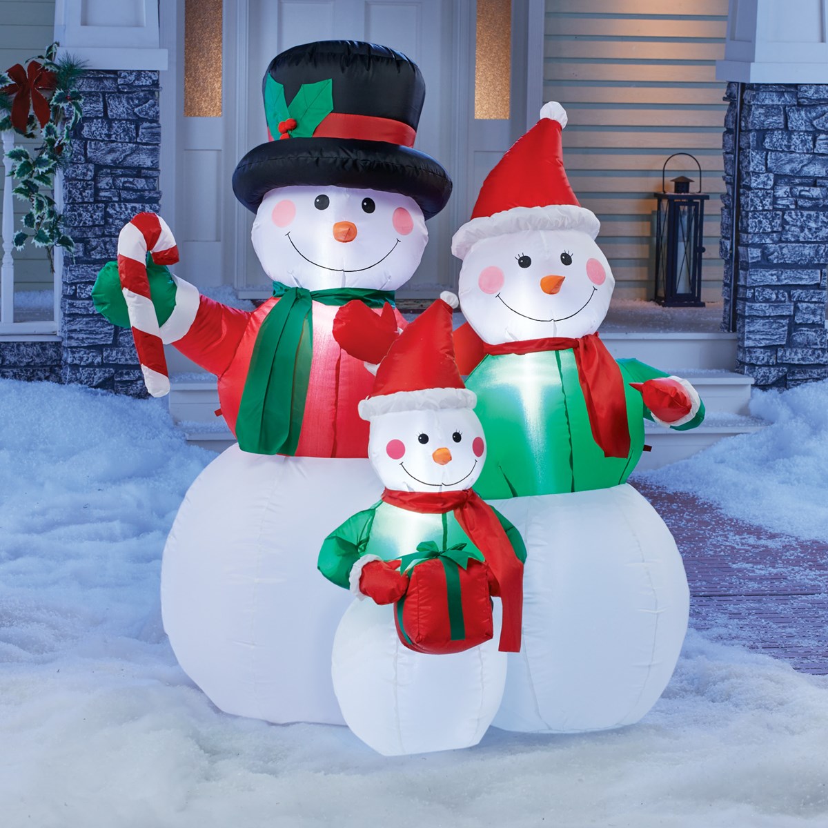 Inflatable Snowman Family Outdoor Winter Decor | Collections Etc.